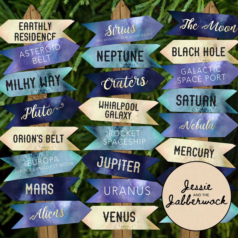 Space Party Bundle Printables Galaxy Decorations Directional | Etsy