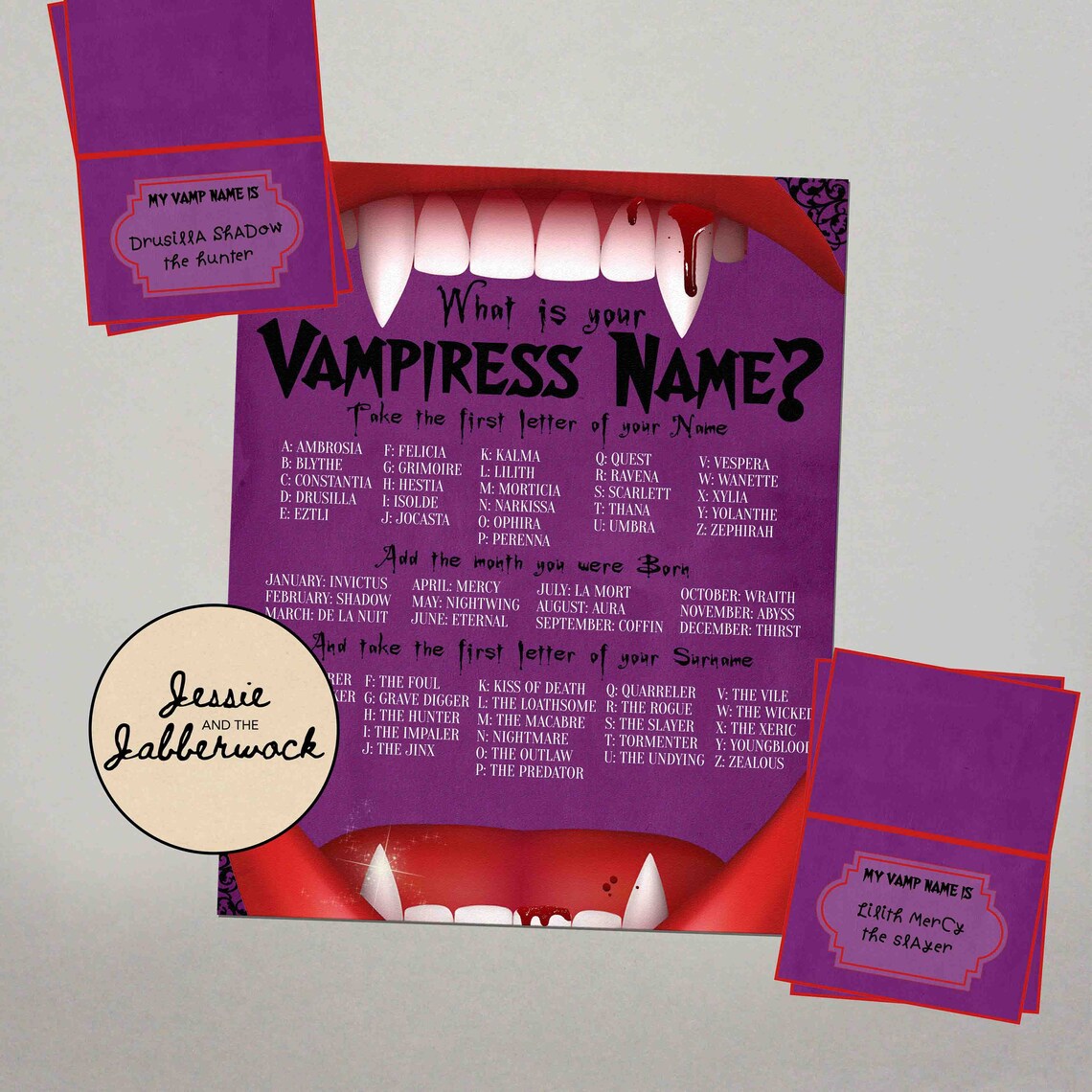 What's Your Vampire Name Printable Instant Download - Etsy