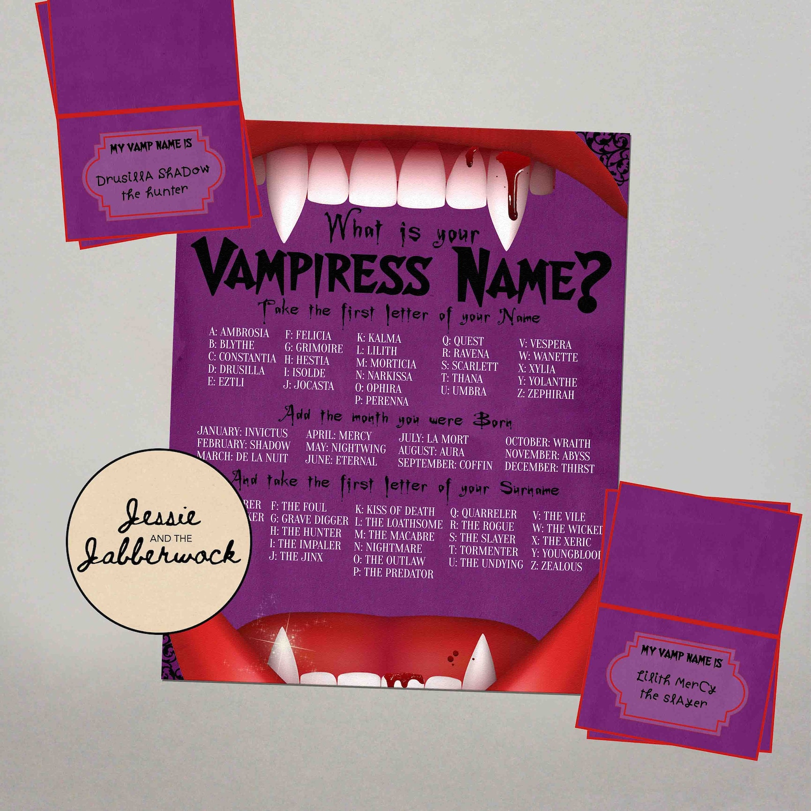 What's Your Vampire Name Printable Instant Download - Etsy