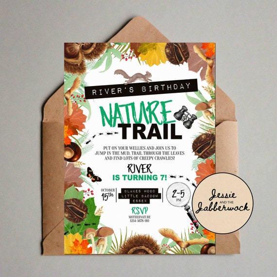 Autumn Nature Trail Invitation Fall Woodland Creepy Crawlies | Etsy UK