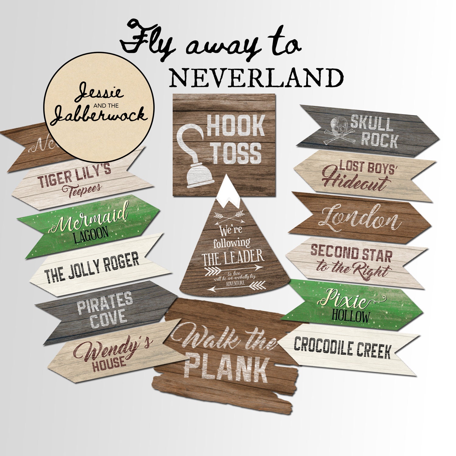 Neverland Directional Signs Party Pack Printables Peter Pan - Etsy UK