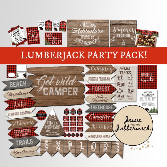 Lumberjack Super Party Pack Printables Winter Plaid Set | Etsy