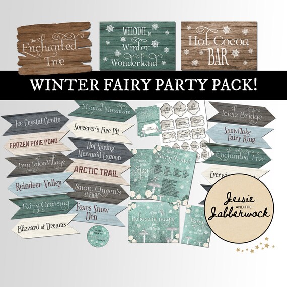 Winter Fairy Party Pack Printables Winter Wonderland Party - Etsy UK