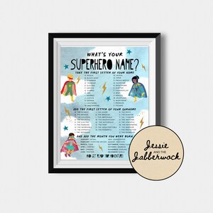 What's Your Superhero Name Printable, Instant Download Party Game ...