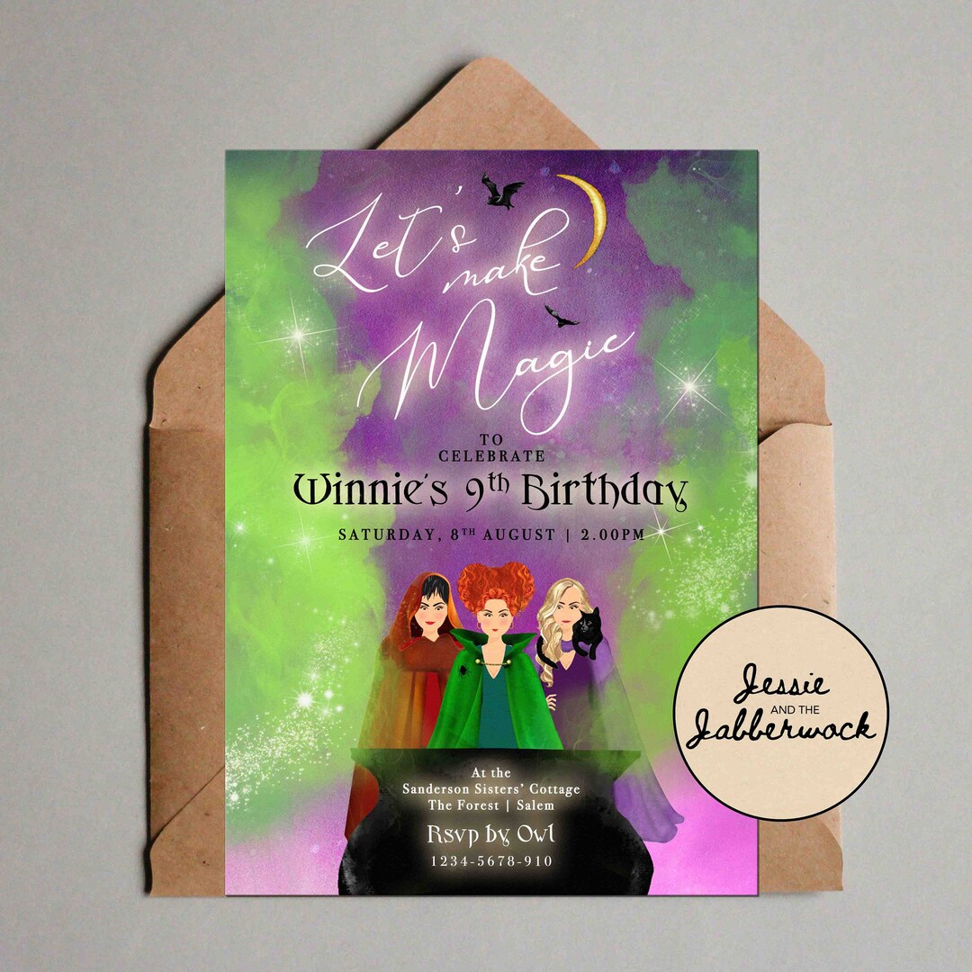 Hocus Pocus Witches Cauldron Invitation | Let's Make Magic Invite ...