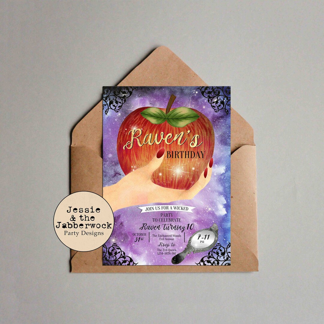 Evil Queen Invite, Snow White Fairy Tale, Descendants Party, Disney ...