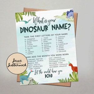 What's Your Dinosaur Name? Printable Instant Download Party Game, 3-rex ...