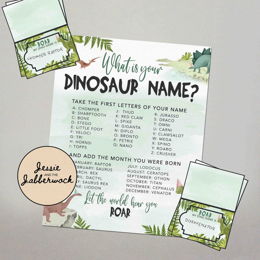 What's Your Dinosaur Name Printable Instant Download Party Game, 3-rex ...