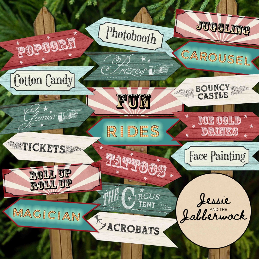 Circus Directional Signs Party Pack Printables | the Greatest Show ...