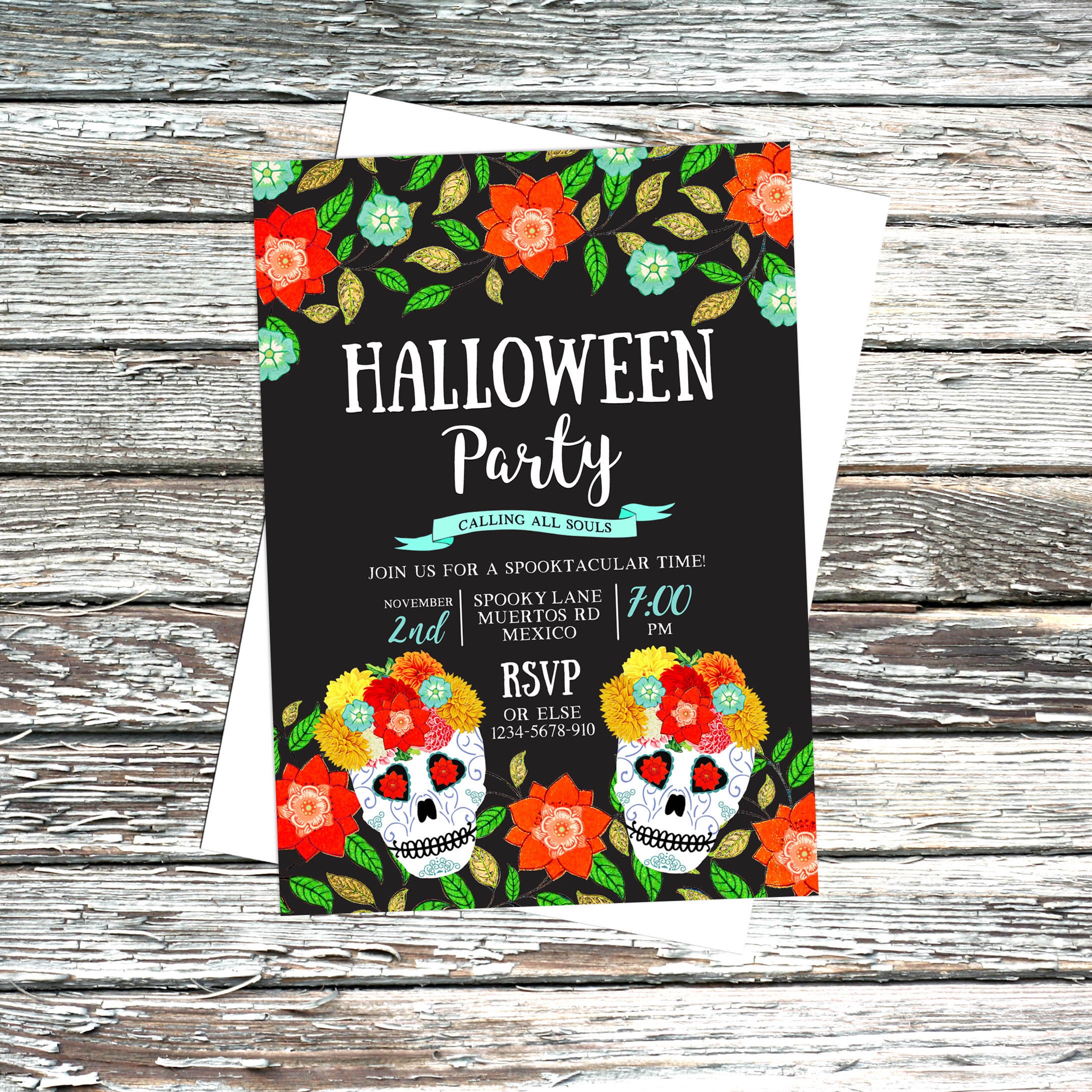 Día De Muertos Invitación Invitación Día De Los Muertos Etsy México