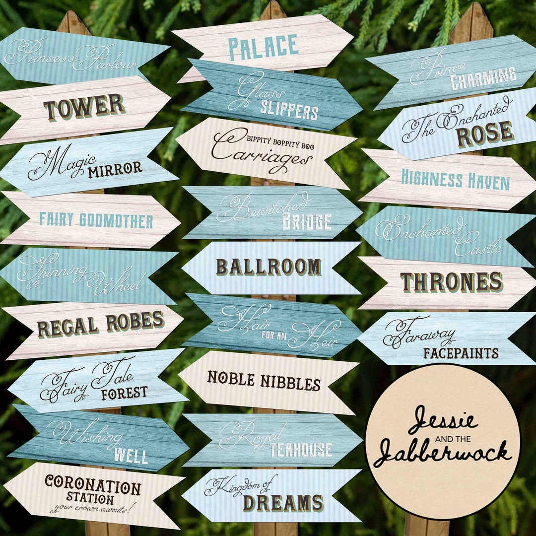Princess Directional Signs Party Pack Printable Enchanted Decorations ...