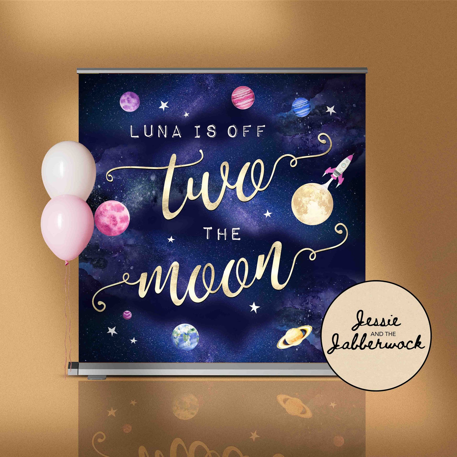 Personalised Two the Moon 2nd Birthday Backdrop Design | Etsy