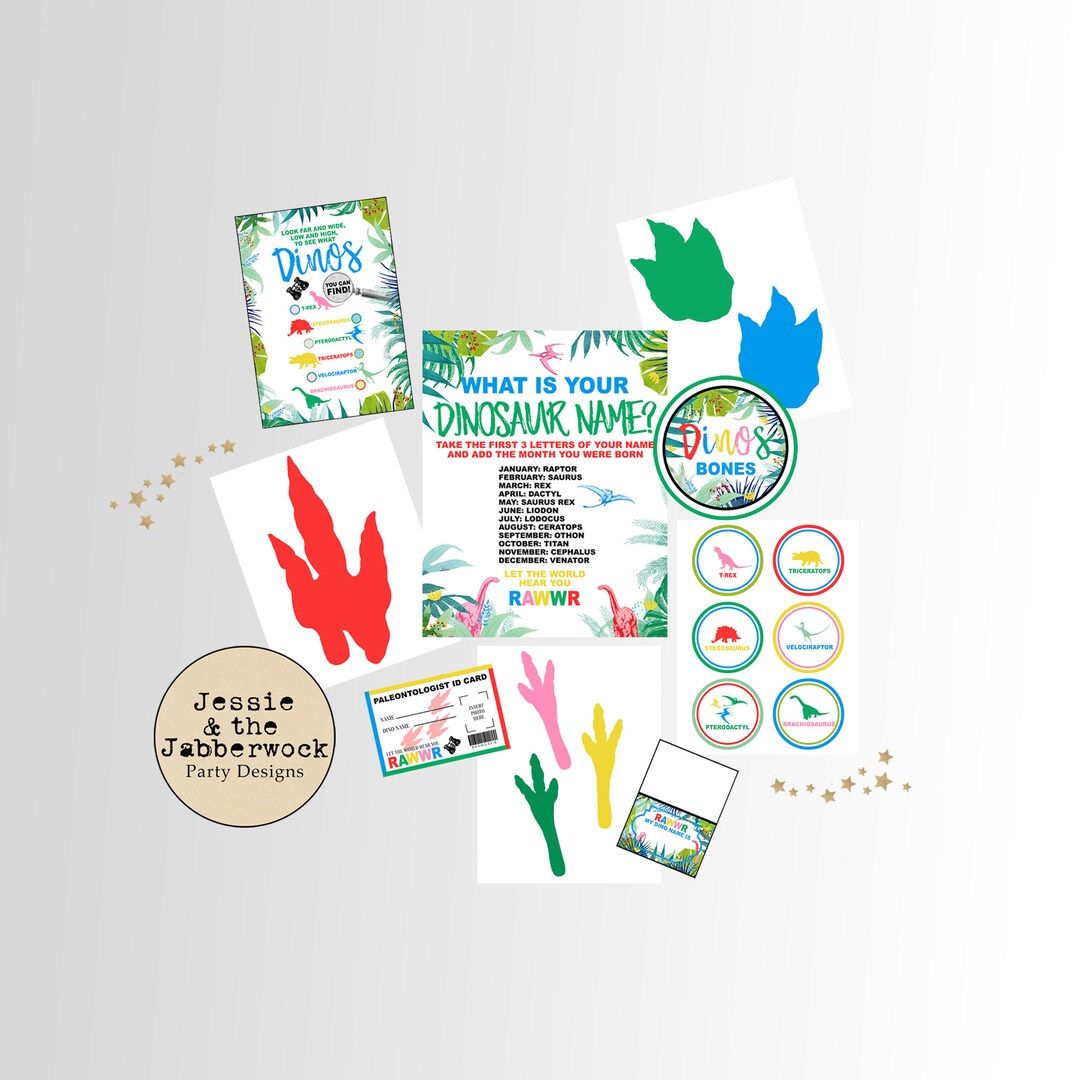 What's Your Dinosaur Name? Rainbow Dino Party Scavenger Hunt, INSTANT ...