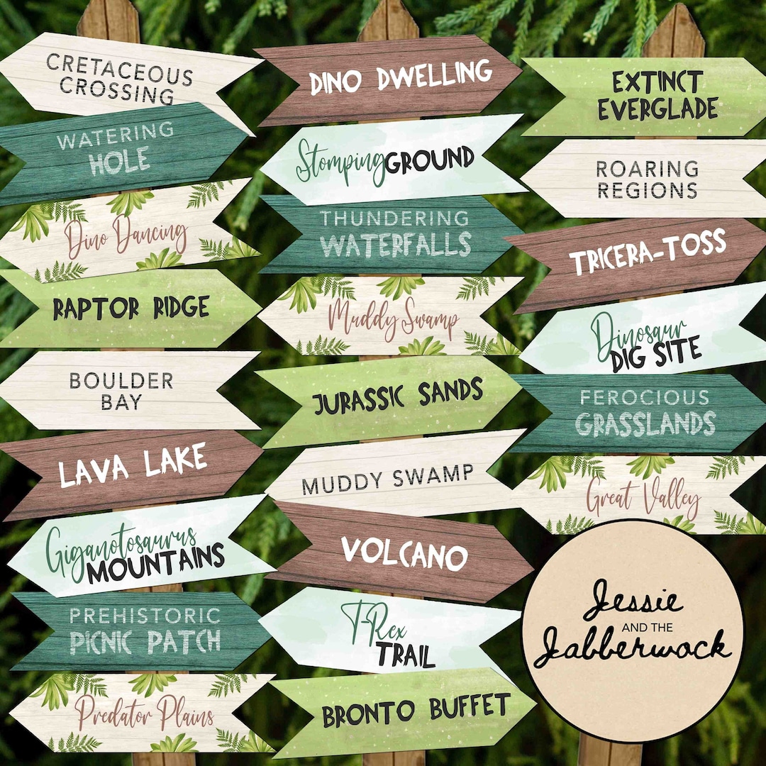 Dinosaur Directional Signs Party Pack Printable | Jurassic Decorations ...