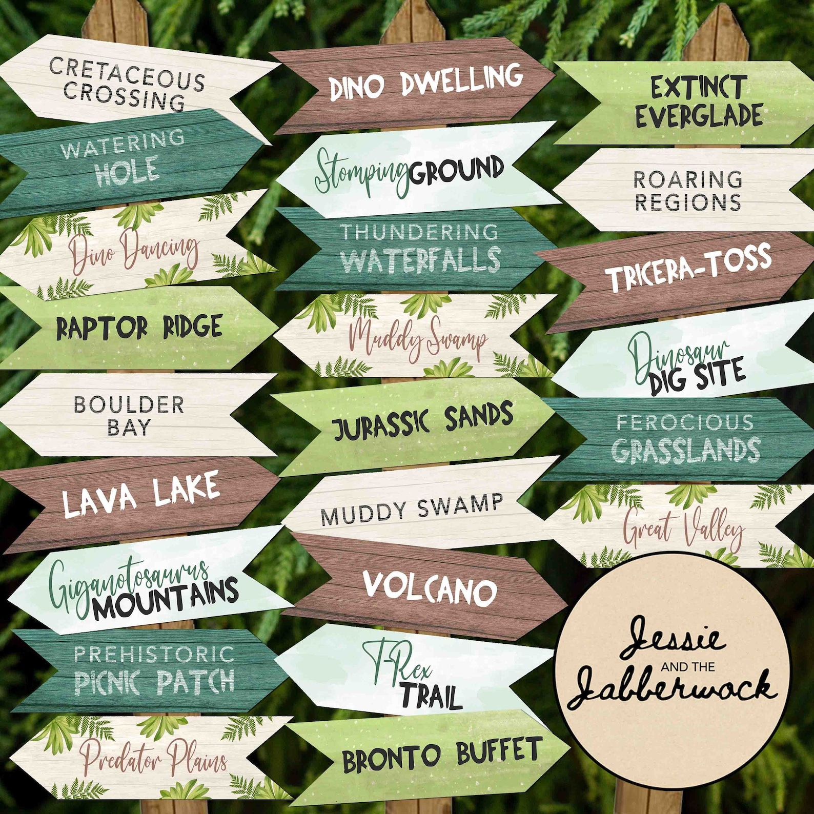 Dinosaur Directional Signs Party Pack Printable Jurassic | Etsy