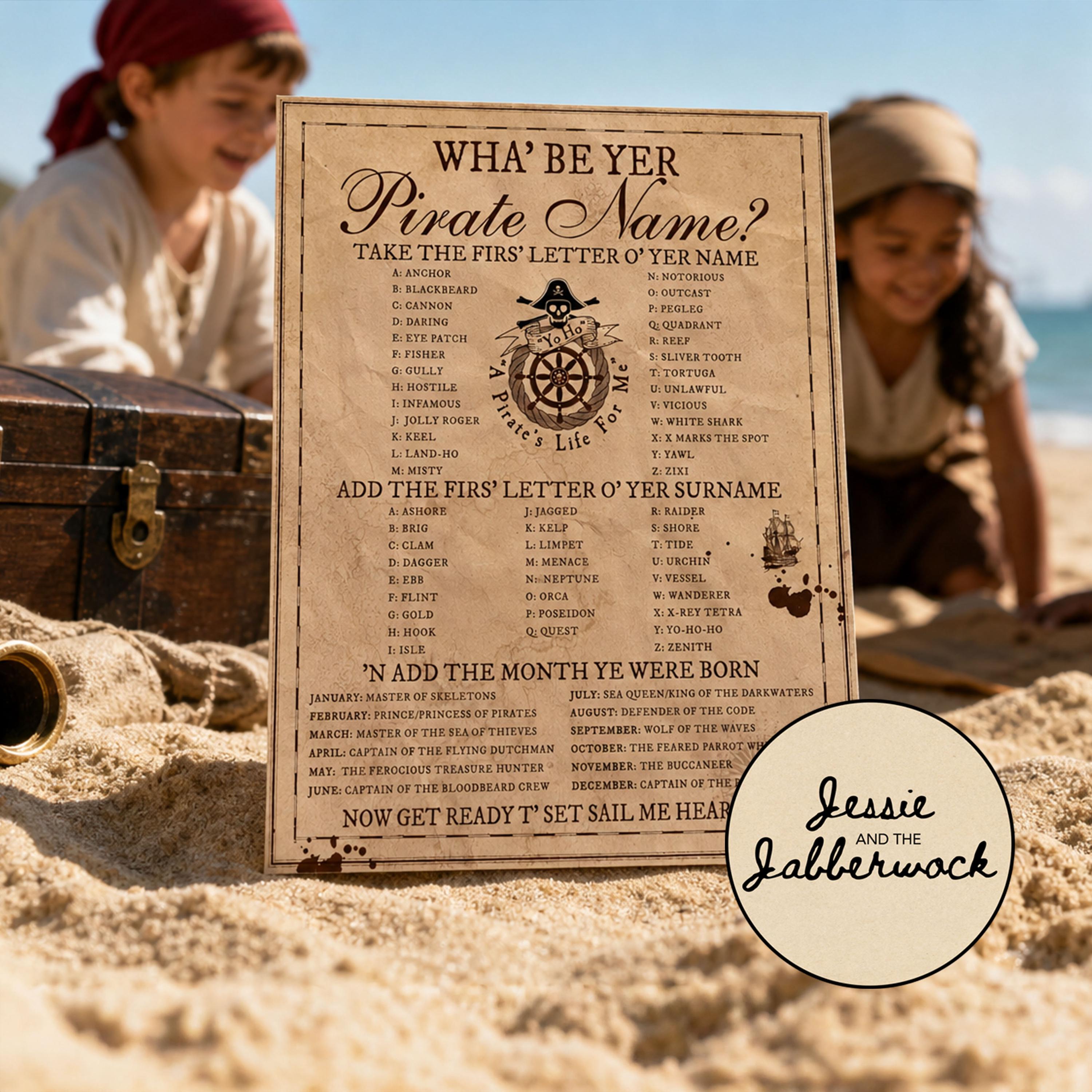 What’s Your Pirate Name Game – Printable Pirate Party Activity – Kids ...