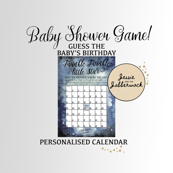 Guess Baby's Birthday Due Date Shower Game Custom | Etsy