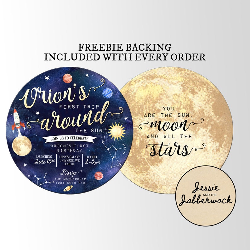 First Birthday Invitation First Trip Around The Sun Round Etsy