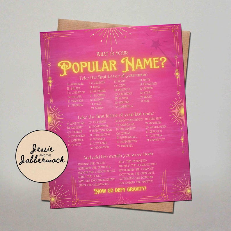 What's Your Wicked Name? Printable, Instant Download Party Game ...