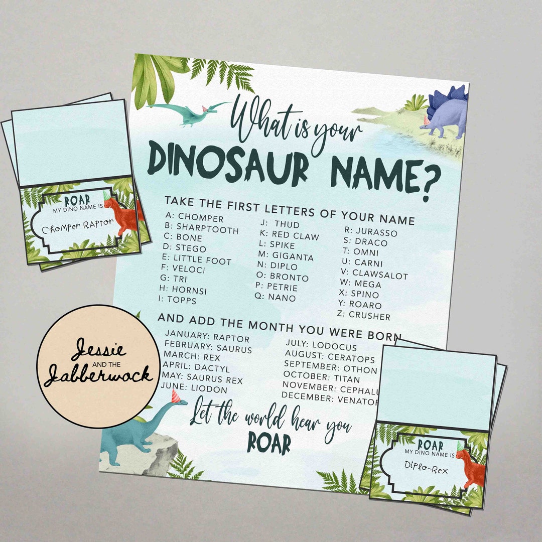 What's Your Dinosaur Name? Printable Instant Download Party Game, 3-rex ...