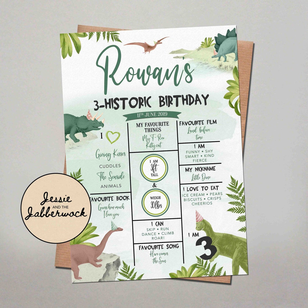 Three-rex Milestone, Three-historic Dinosaur Personalised Birthday Sign ...