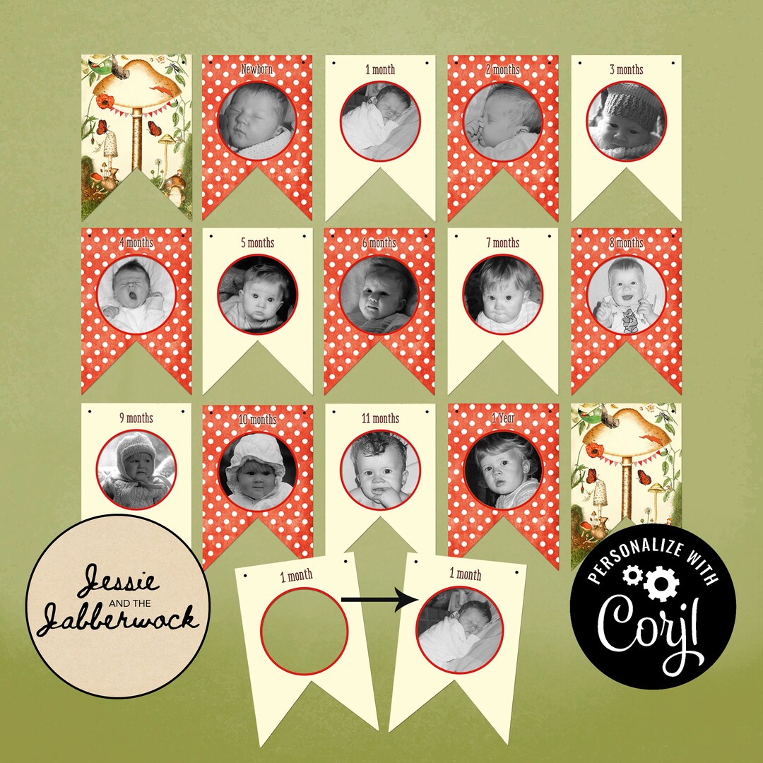 Vintage Toadstool First Year Photo Flag Banner Template | Enchanted ...