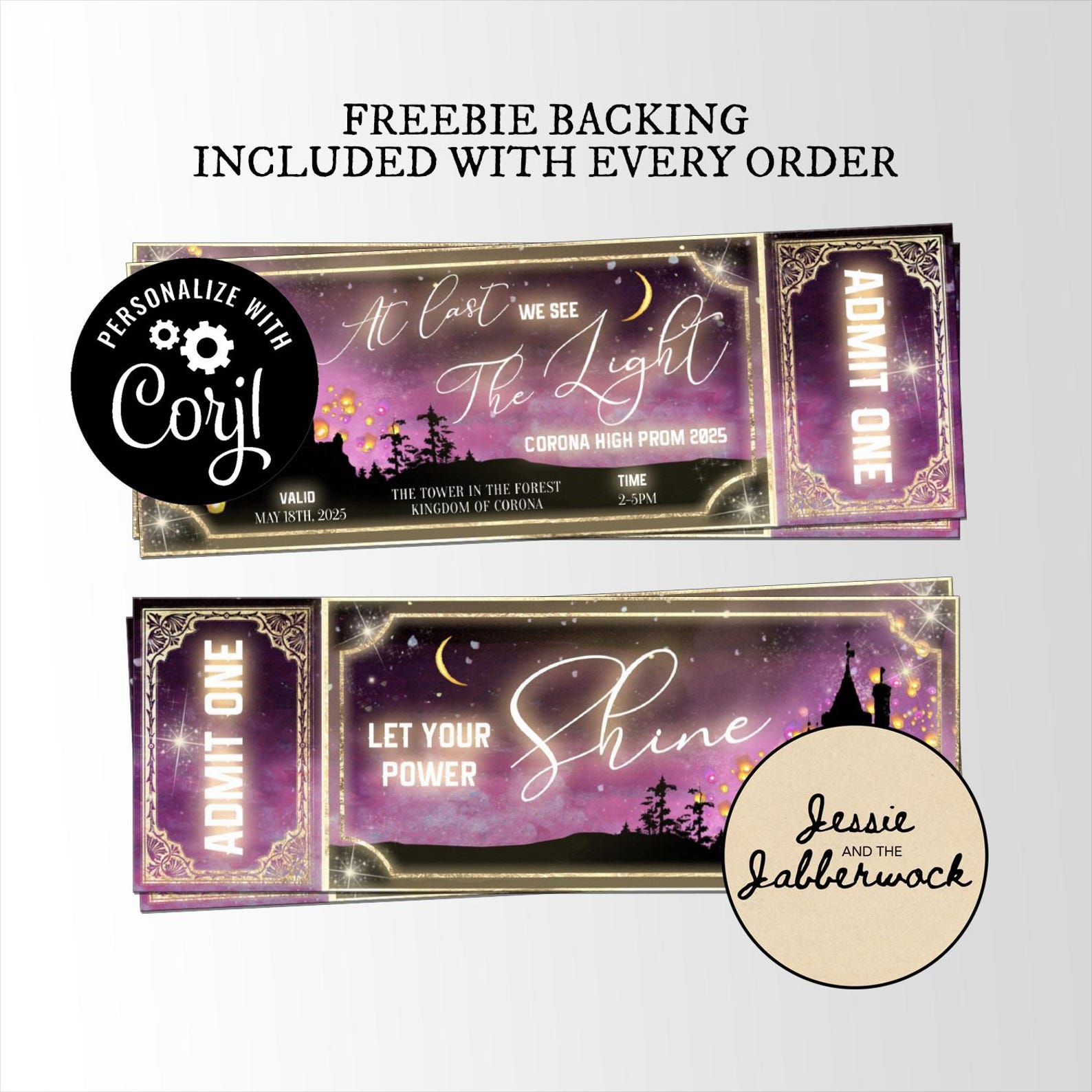 Tangled Ticket | at Last We See the Light Invite | Magical Purple ...