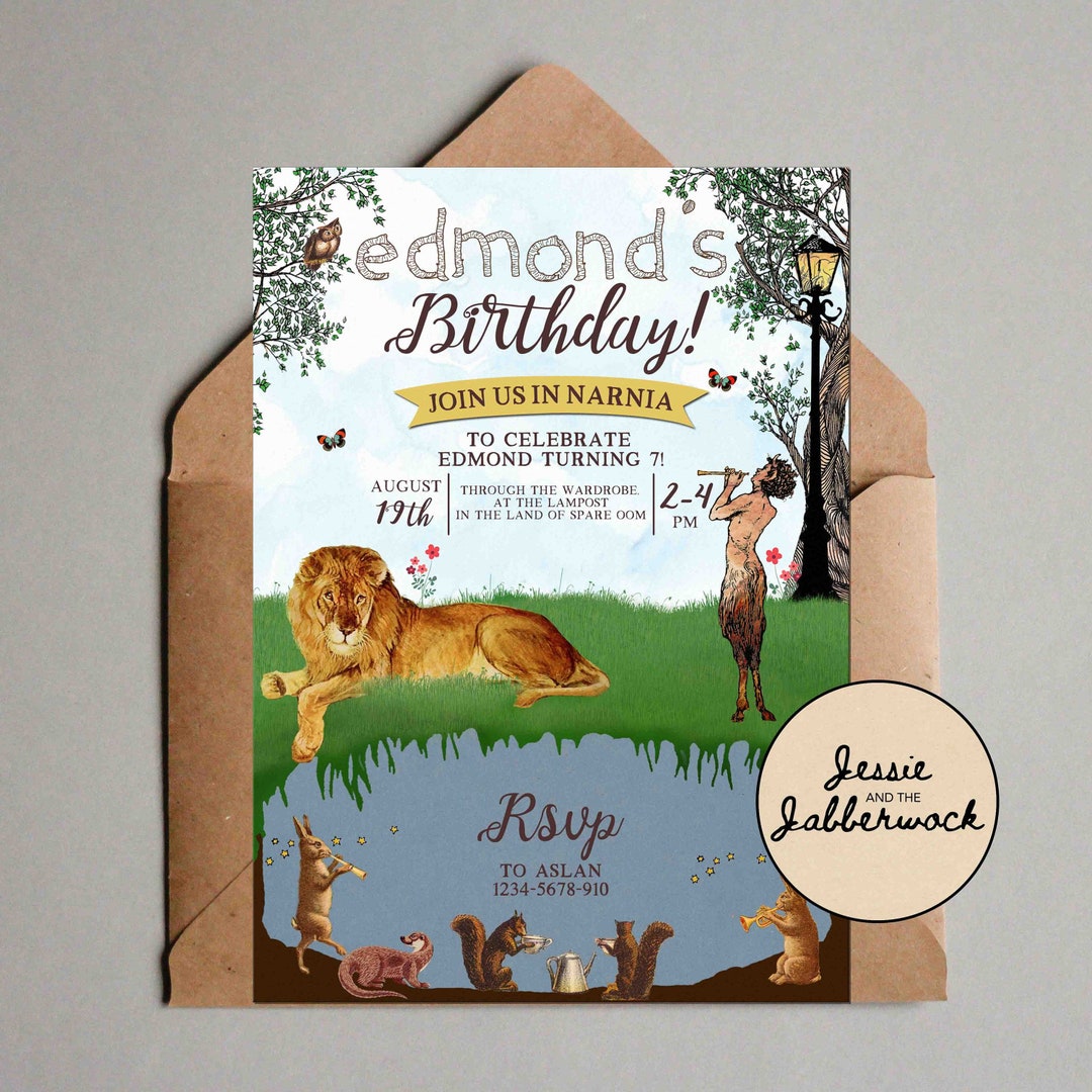 Spring Enchanted Forest Invite | Lampost Lion Invitation | Woodland ...