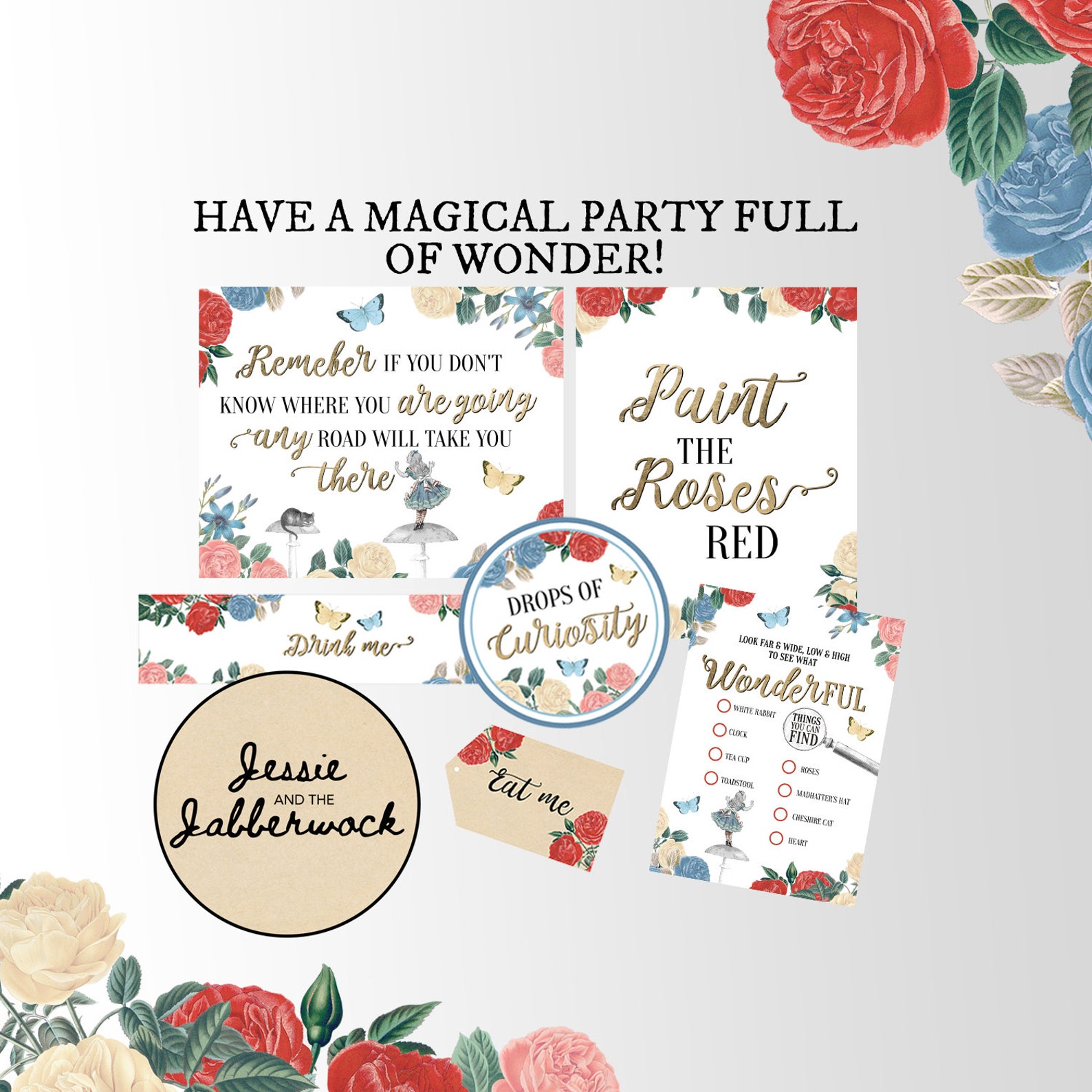 Wonderland Treasure Hunt Clue Set, Alice in Wonderland Scavenger Quest ...