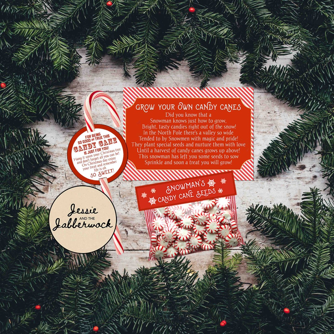 Candy Cane Seed Printables | Candy Cane Labels | Winter Christmas Food ...