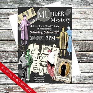Murder Mystery Party Invitation, Games Night, Escape Room Spy Invite ...