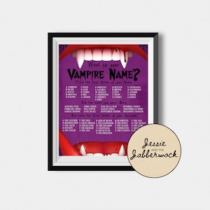 What's Your Vampire Name? Printable, Instant Download Party Game ...
