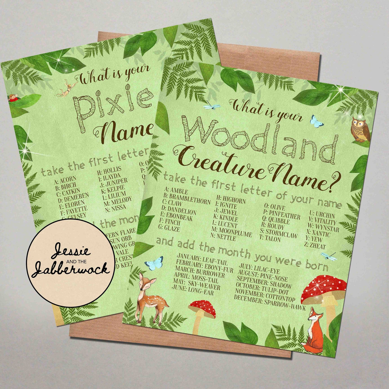 Forest Party Games | What's Your Pixie Name? Printable | Instant ...