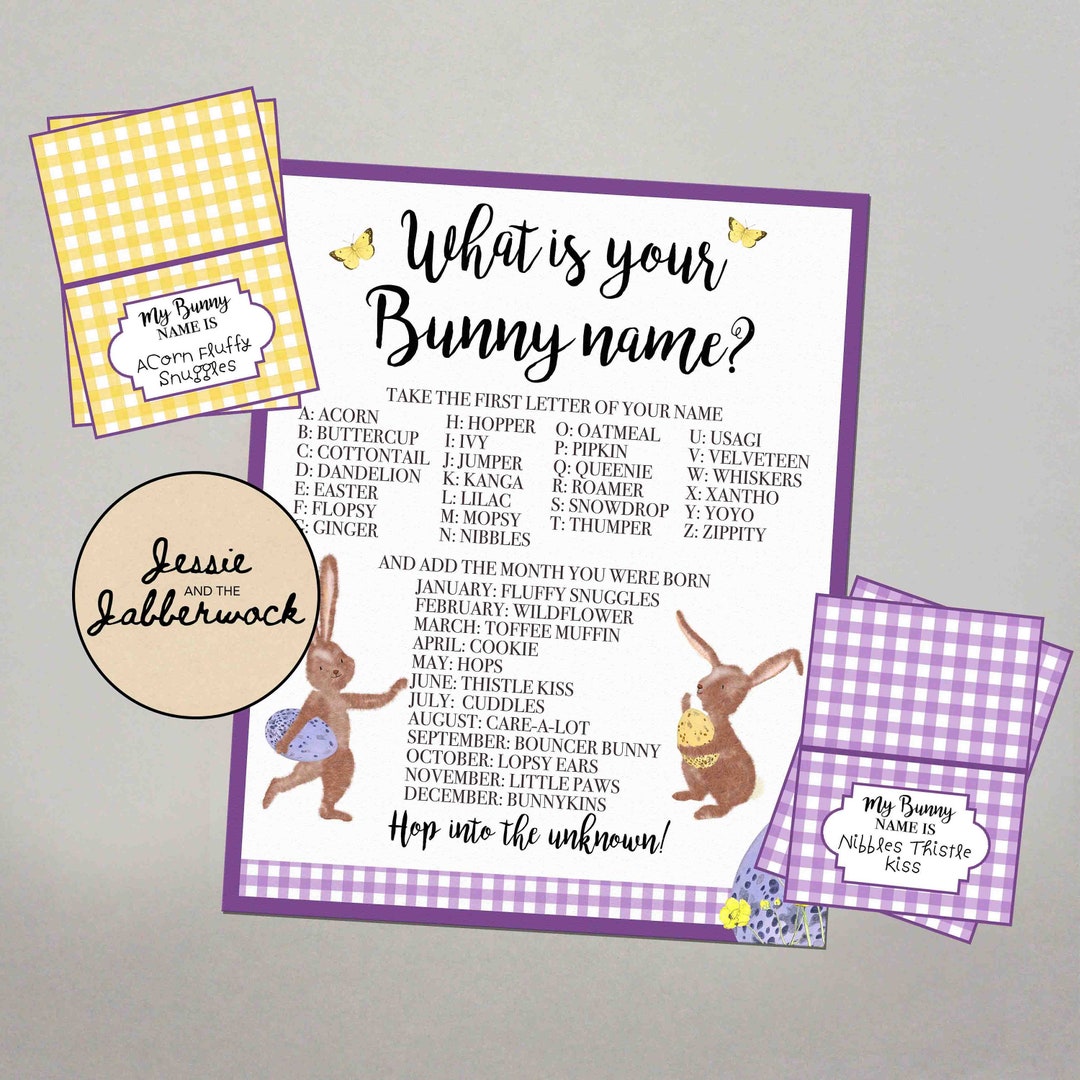 What's Your Bunny Name? Printable, Instant Download Party Game, Easter ...