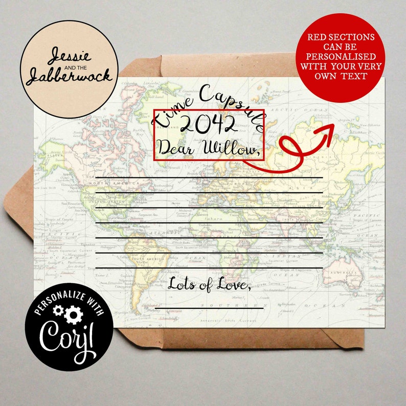 Vintage Map Time Capsule Templates | Explorer Memory Guestbook ...