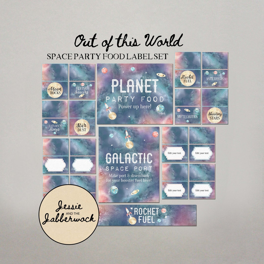 Galactic Space Planet Party Food Labels Set | Food Tents | Instant ...