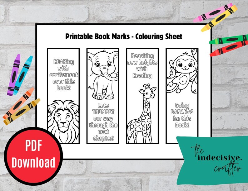 Printable Colouring Sheet - Printable Book Marks - 20 Designs - Etsy