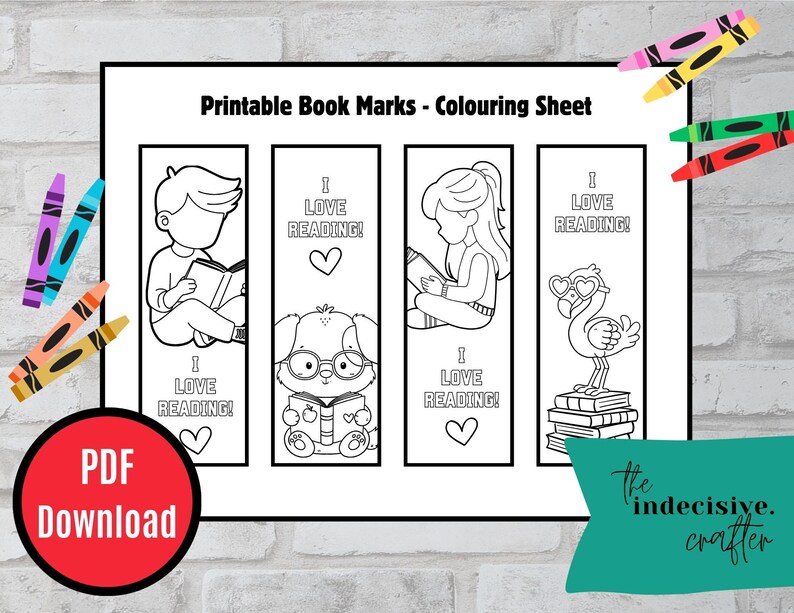 Printable Colouring Sheet - Printable Book Marks - 20 Designs - Etsy