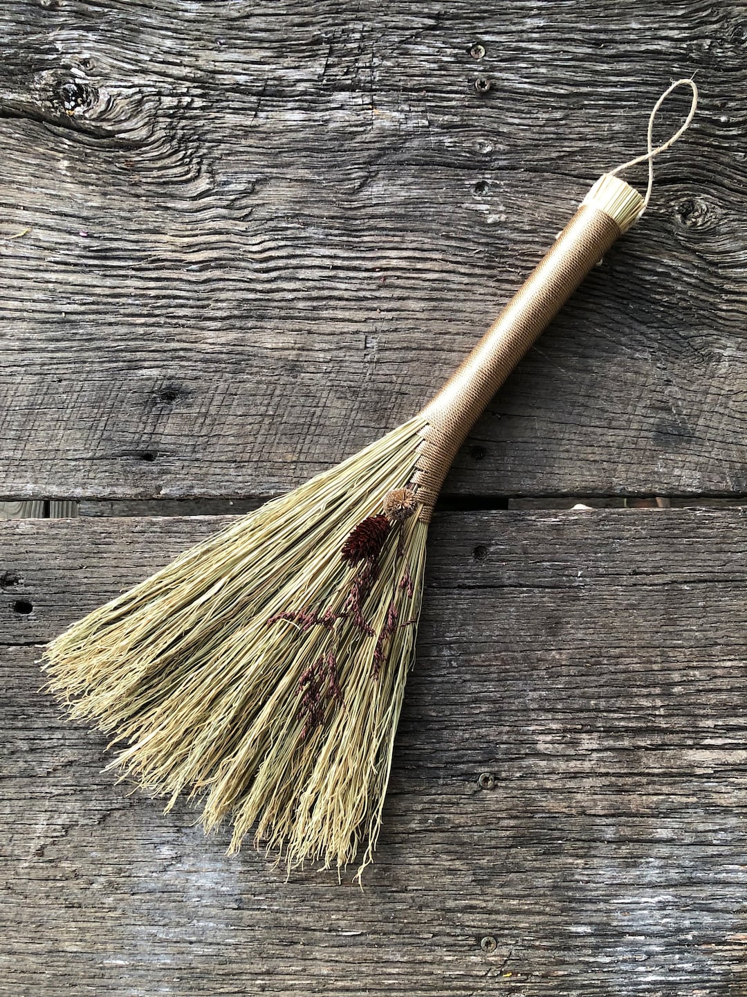 Natural Whisk Broom With Light Brown Handle and Dried Flower ...