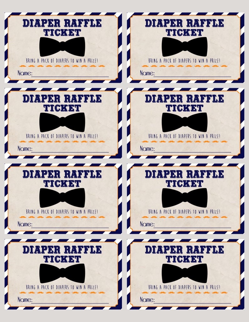 Little Man Theme Diaper Raffle Tickets (printable DIY) - Etsy
