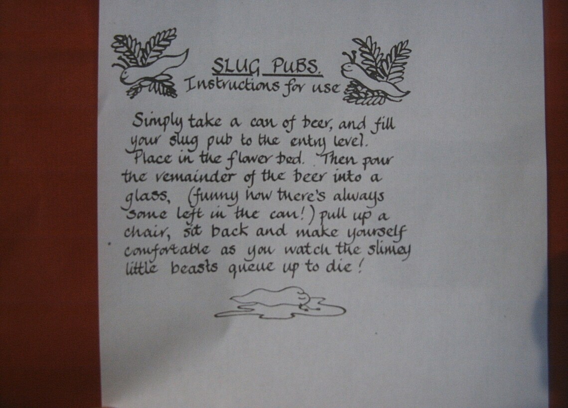 Hand Thrown Slug Pub With Funny Poem 11cm X 7cm Approx - Etsy UK