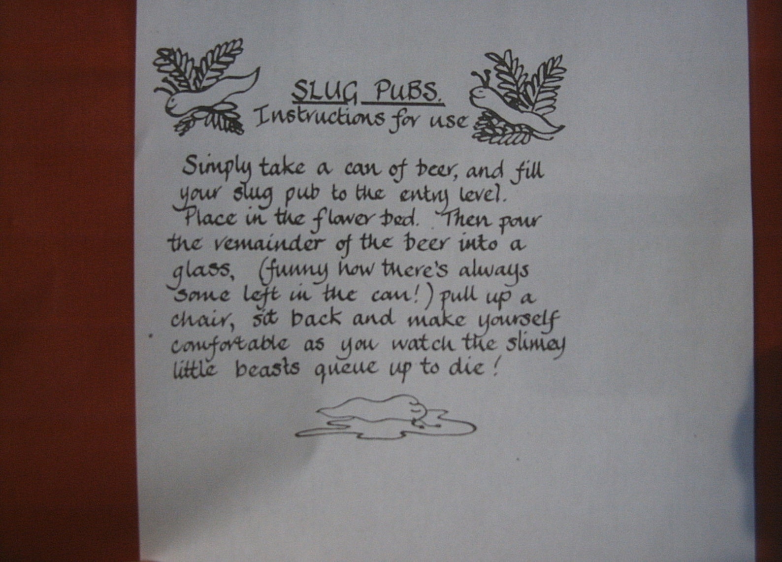 Hand Thrown Slug Pub With Funny Poem 11cm X 7cm Approx - Etsy UK