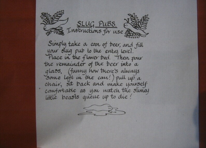 Hand Thrown Slug Pub With Funny Poem 11cm X 7cm Approx - Etsy UK