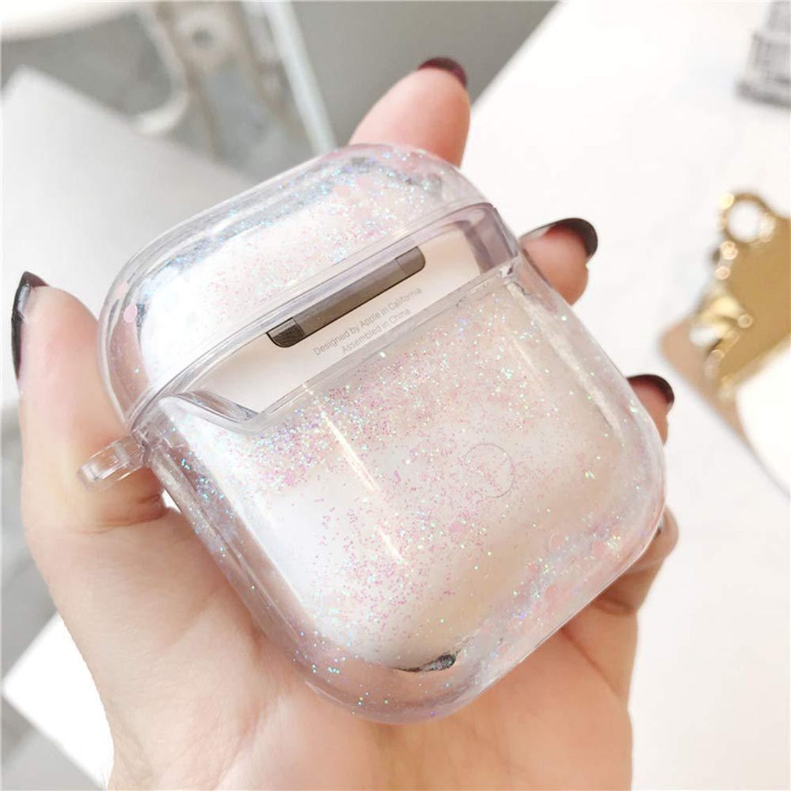 Air Pod Case Customized Name Personalized Airpods Pink Glitter Case ...