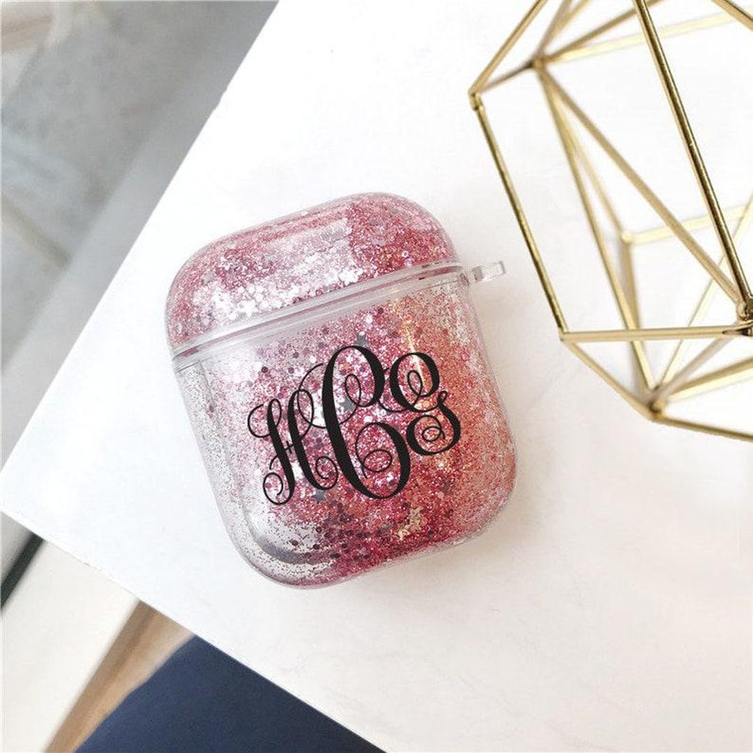 Customized Monogram Airpods Case Personalized Airpods Gold Glitter Case ...