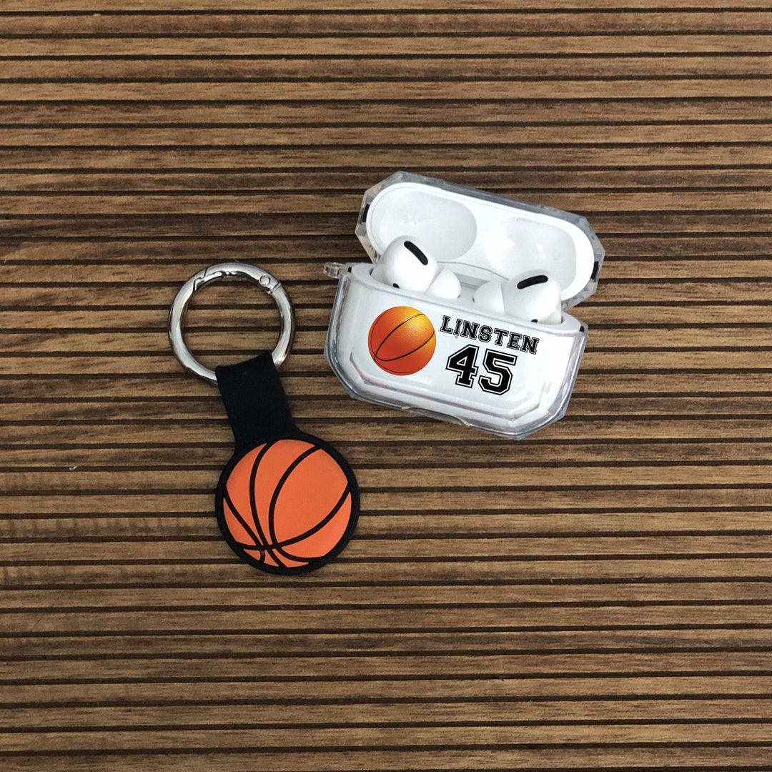 Basketball Airpods Case With AirTag Keychain Holder Personalized Gift ...