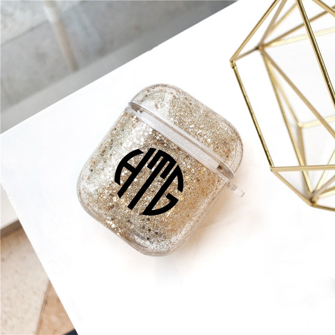 Customized Monogram Airpods Case Personalized Airpods Gold Glitter Case ...