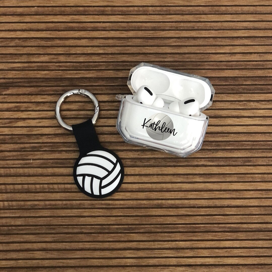 Volleyball Airpods Case With AirTag Keychain Holder Personalized Gift ...