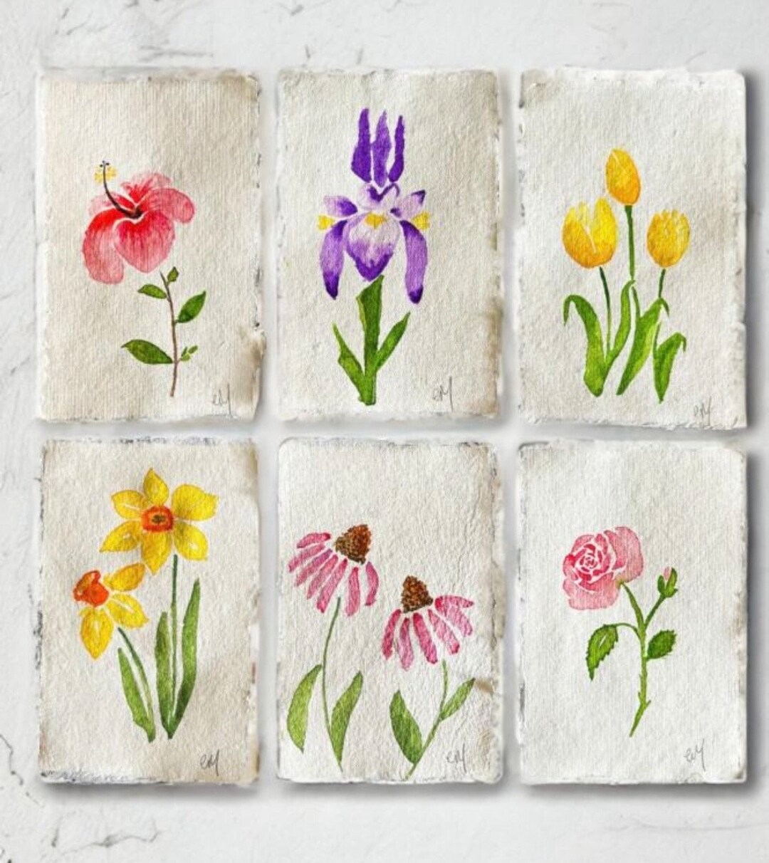 Hand Painted Spring Flower Set - Etsy