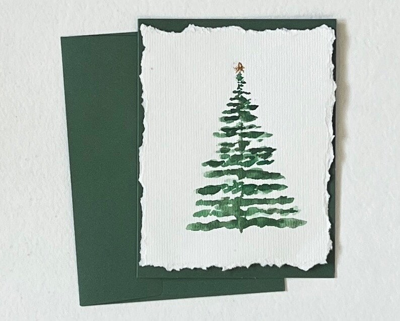 Christmas Tree Hand Painted Card - Etsy